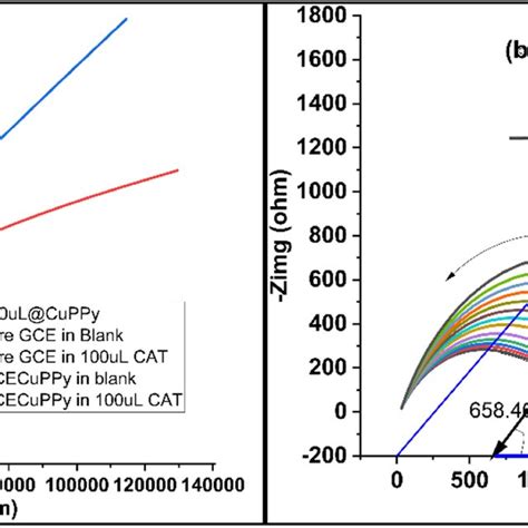 A Eis Nyquist Plot Comparison Of Cat With Bare Gce And Modified
