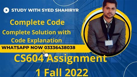 Cs604 Assignment 1 Solution Fall 2022 Cs604 Assignment No1 100