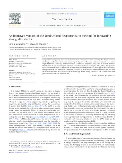 Pdf An Improved Version Of The Loadunload Response Ratio Method For Forecasting Strong