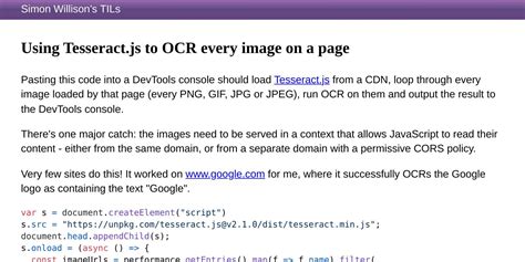 Using Tesseractjs To Ocr Every Image On A Page Simon Willisons Tils