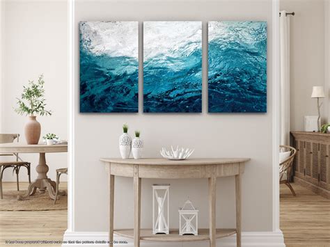 Blue Wave Glass Decor Ocean Abstract Photo Atlantic Ocean Wave Photo Wave Glass Art Wave Glass