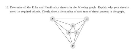 Solved 16 Determine All The Euler And Hamiltonian Circuits