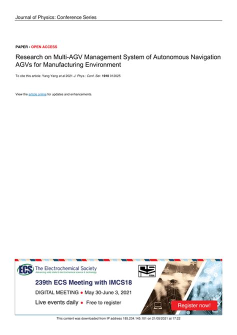 Pdf Research On Multi Agv Management System Of Autonomous Navigation