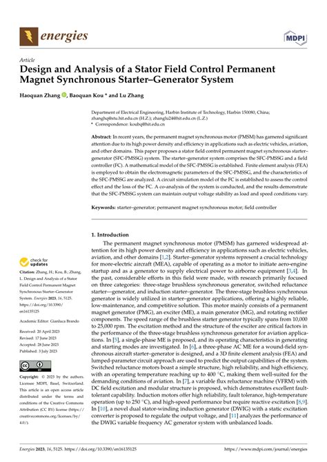 Pdf Design And Analysis Of A Stator Field Control Permanent Magnet