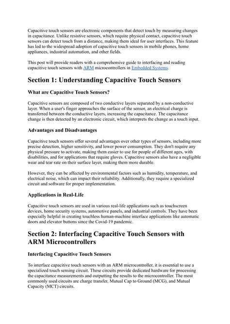 ppt interfacing and reading capacitive touch sensors with arm