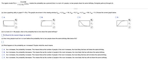 Solved The Logistic Model Pn A Use A Graphing Utility