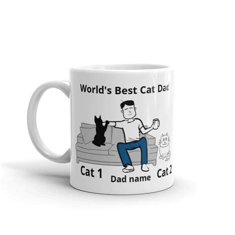 Custom Cat Dad T Cat Dad Coffee Mug Personalized Cat Etsy