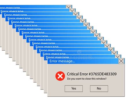 Vector Illustration Critical Error Warning Message Vintage User