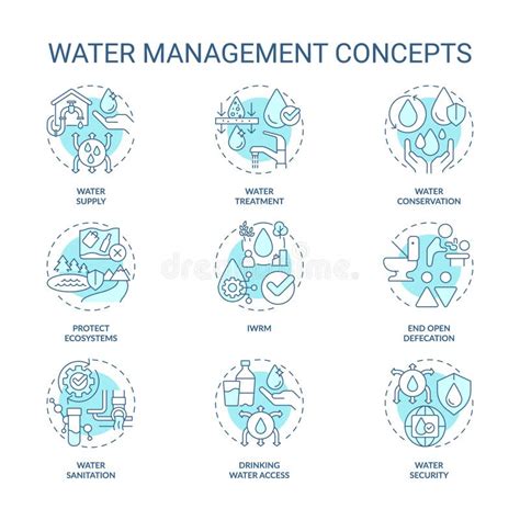 Water Management Turquoise Concept Icons Set Stock Vector Illustration Of Icon Source 273307409