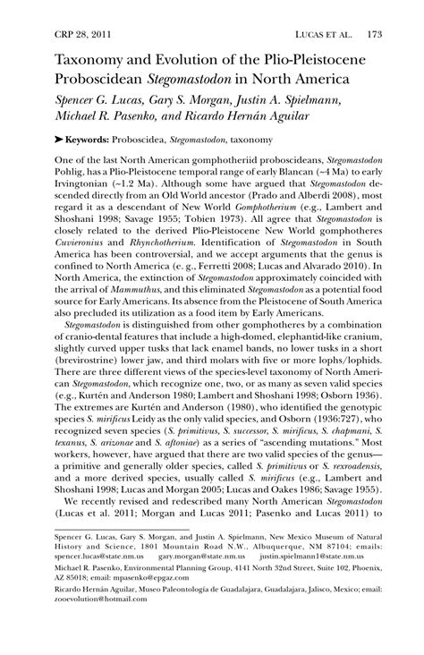 Pdf Taxonomy And Evolution Of The Plio Pleistocene Proboscidean Stegomastodon In North America