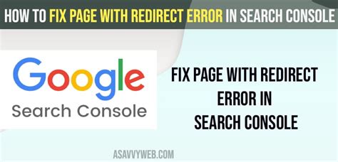 How To Fix Page With Redirect Error In Search Console Web Vidyalayam