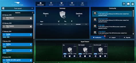 Dashboard Tab Catapult PlayerTek Plus
