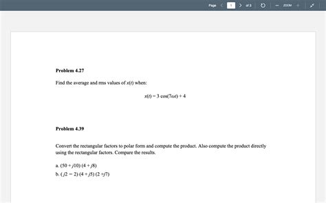 Solved Find The Average And Rms Values Of X T When Chegg Com