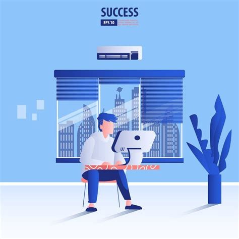 Man Working On Computer In The Office Man Sitting On Chair Behind The