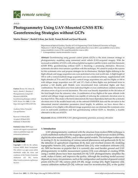 Pdf Photogrammetry Using Uav Mounted Gnss Rtk Georeferencing Strategies Without Gcps