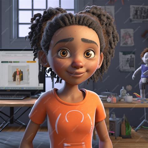 Premium Ai Image Comedy 3d Character Model Of A Mixedrace Girl In