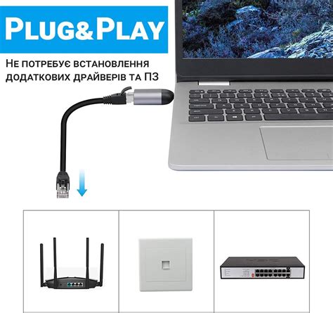 Перехідник Type C Rj45 Ethernet мережева карта для інтернет зєднання