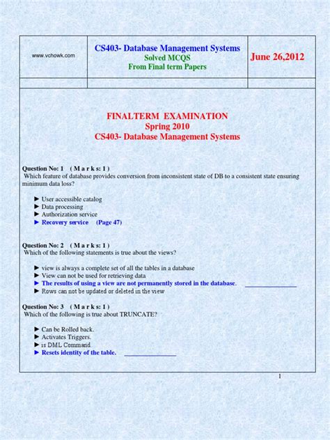 cs403 finalterm solved mcqs solved mega file pdf database index