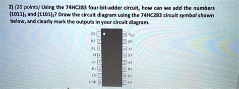 Solved 2 20 Points Using The 74hc283 Four Bit Adder Circuit How