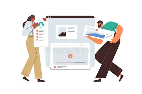 Set Of UI And UX Designers Creating Functional Web Interface Design For