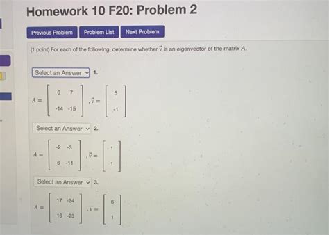 Solved Homework 10 F20 Problem 2 Previous Problem Problem