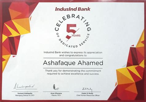 Ashafaque Ahamed On Linkedin Successfully Completed 5 Years In Indusind Bankgrow Young With
