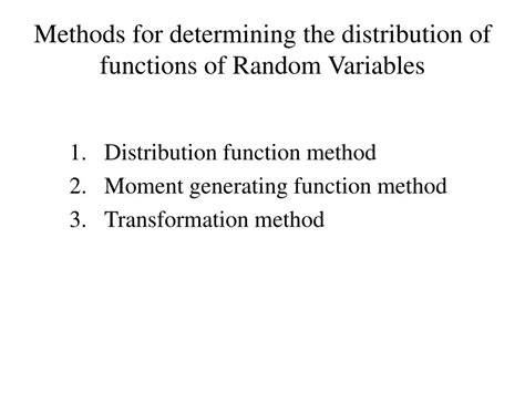 PPT Functions Of Random Variables PowerPoint Presentation Free Download ID