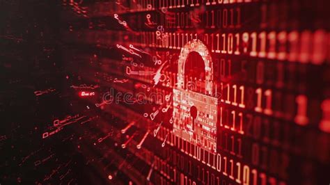 Digital Screen Featuring Binary Code And Red Broken Padlock Icon