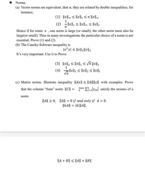 Solved Norms A Vector Norms Are Equivalent That Is They