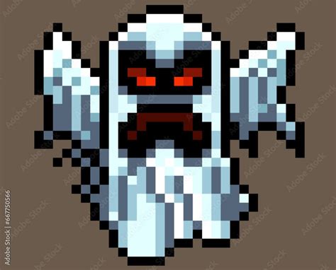 Scary Ghost Pixel Art 8 Bit Vector Format Halloween Pixel Art