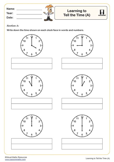 Learning To Tell Th Time A Worksheet Key Stage 1 Pdf Measurement Worksheets