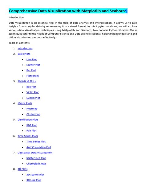 Comprehensive Data Visualization With Matplotlib And Seaborn Pdf