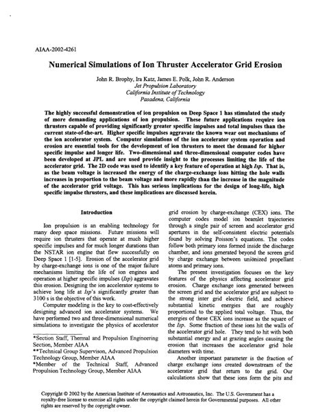 Pdf Numerical Simulations Of Ion Thruster Accelerator Grid Erosion