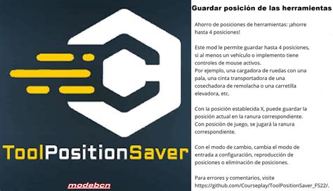 Tool Position Saver ESPANOL V FS FS Mod