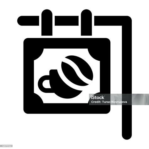 콩과 컵 솔리드 아이콘이 있는 간판 커피 타임 개념 흰색 배경에 커피숍 또는 카페 배너 간판 거리 커피 간판 아이콘 글리프