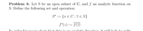 Solved Problem 8 Let S Be An Open Subset Of C And F An