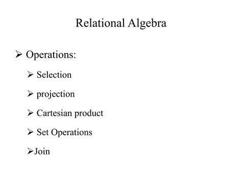 DBMS Relational Algebra PPT