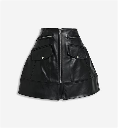 Womens Simone Roacha Black Leather Mini Skirt Marko Woolen Leather