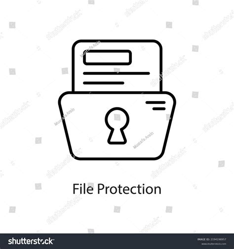 File Protection Vector Outline Icon Design Stock Vector Royalty Free 2194198957 Shutterstock
