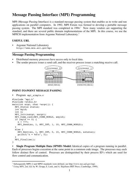 Message Passing Interface Mpi Programming