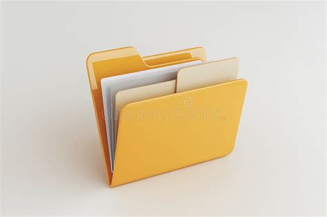 A 3d Render Of A Yellow File Folder With Documents Stock Illustration Illustration Of File