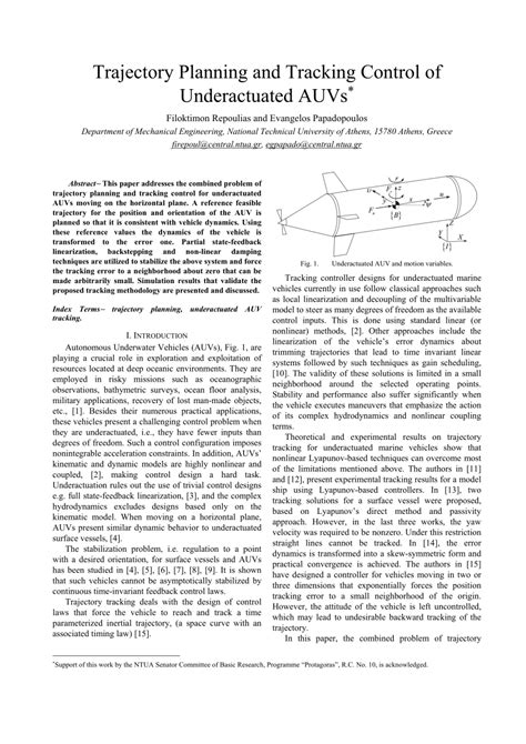 Pdf Trajectory Planning And Tracking Control Of Underactuated Auvs