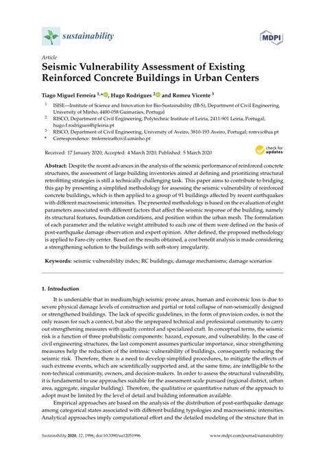 Pdf Seismic Vulnerability Assessment Of Existing Reinforced Concrete Buildings In Urban Centers