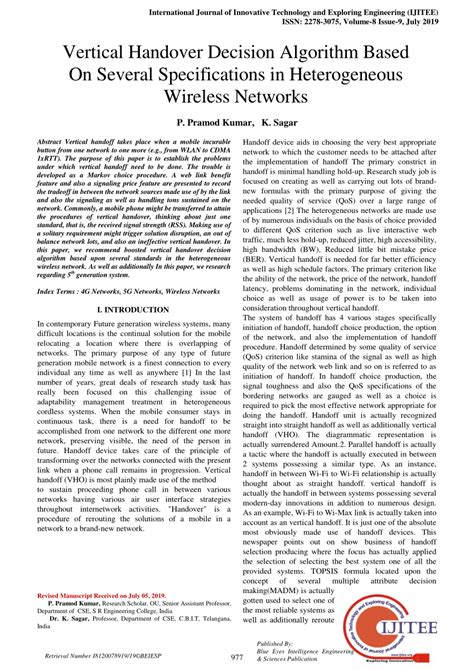 Pdf Vertical Handover Decision Algorithm Based On Several