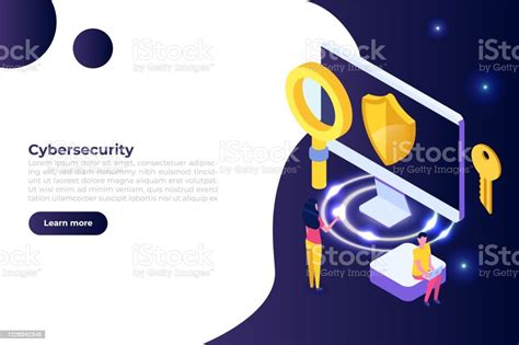 사이버 보안 보호 네트워크 안전 데이터 아이소메트릭 개념 웹 페이지 디자인 템플릿입니다 벡터 일러스트레이션 3차원 형태에 대한 스톡 벡터 아트 및 기타 이미지 Istock