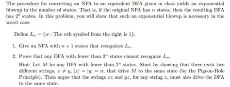 solved the procedure for converting an nfa to an equivalent dfa given in 1 answer
