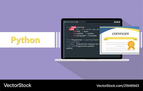 Python Programming Language Certificate Royalty Free Vector