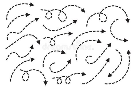 Thin Curved Dotted Arrow Zigzag Arrow Stripes Design With Dotted Lines Thin Arrows Stock