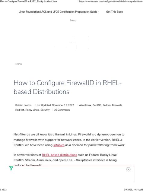 Firewalld Configure In Rhel Rocky And Almalinux Pdf Linux Network