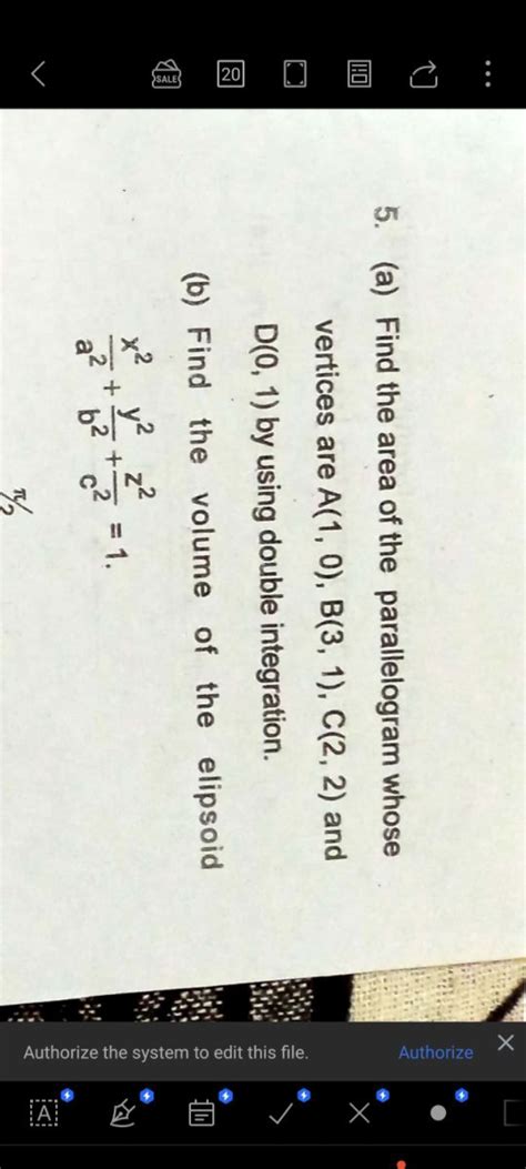 5 A Find The Area Of The Parallelogram Whose Vertices Are A 1 0 B 3 1